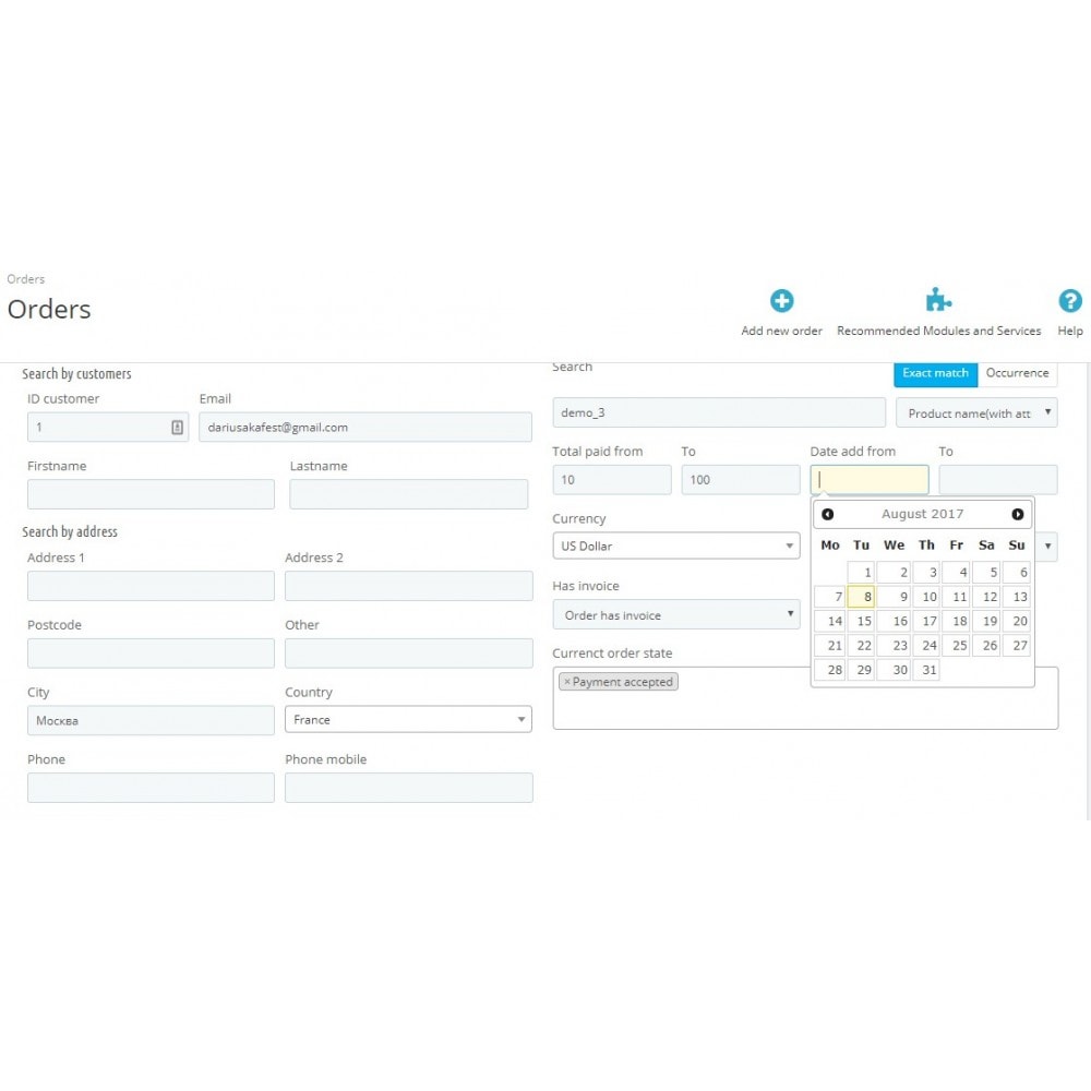 Order Search In Admin Panel Prestashop Addons